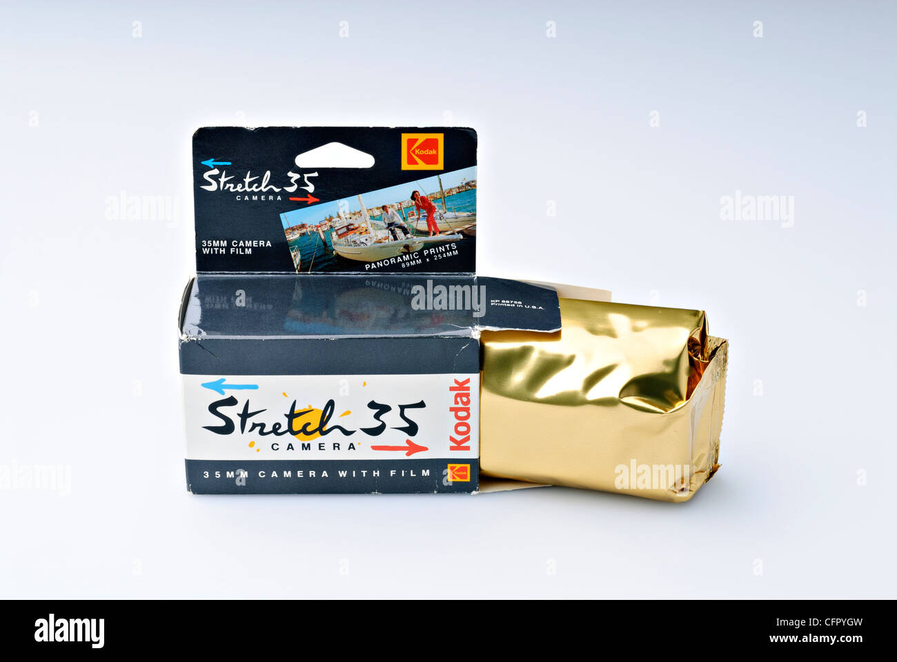 Open Kodak box with Stretch 35 mm panoramic camera with film Stock ...