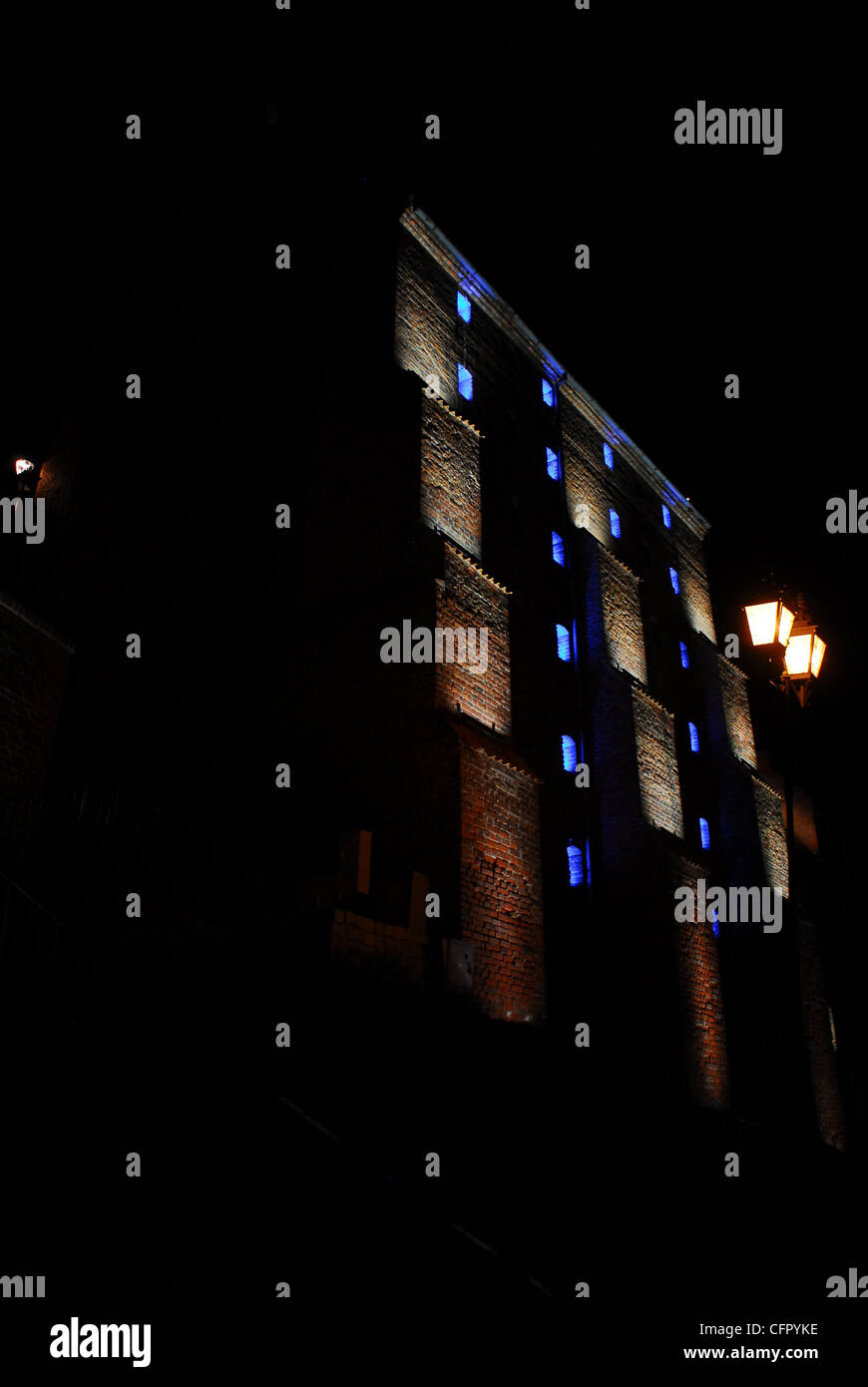 highlighted, the old brick house at night Stock Photo - Alamy