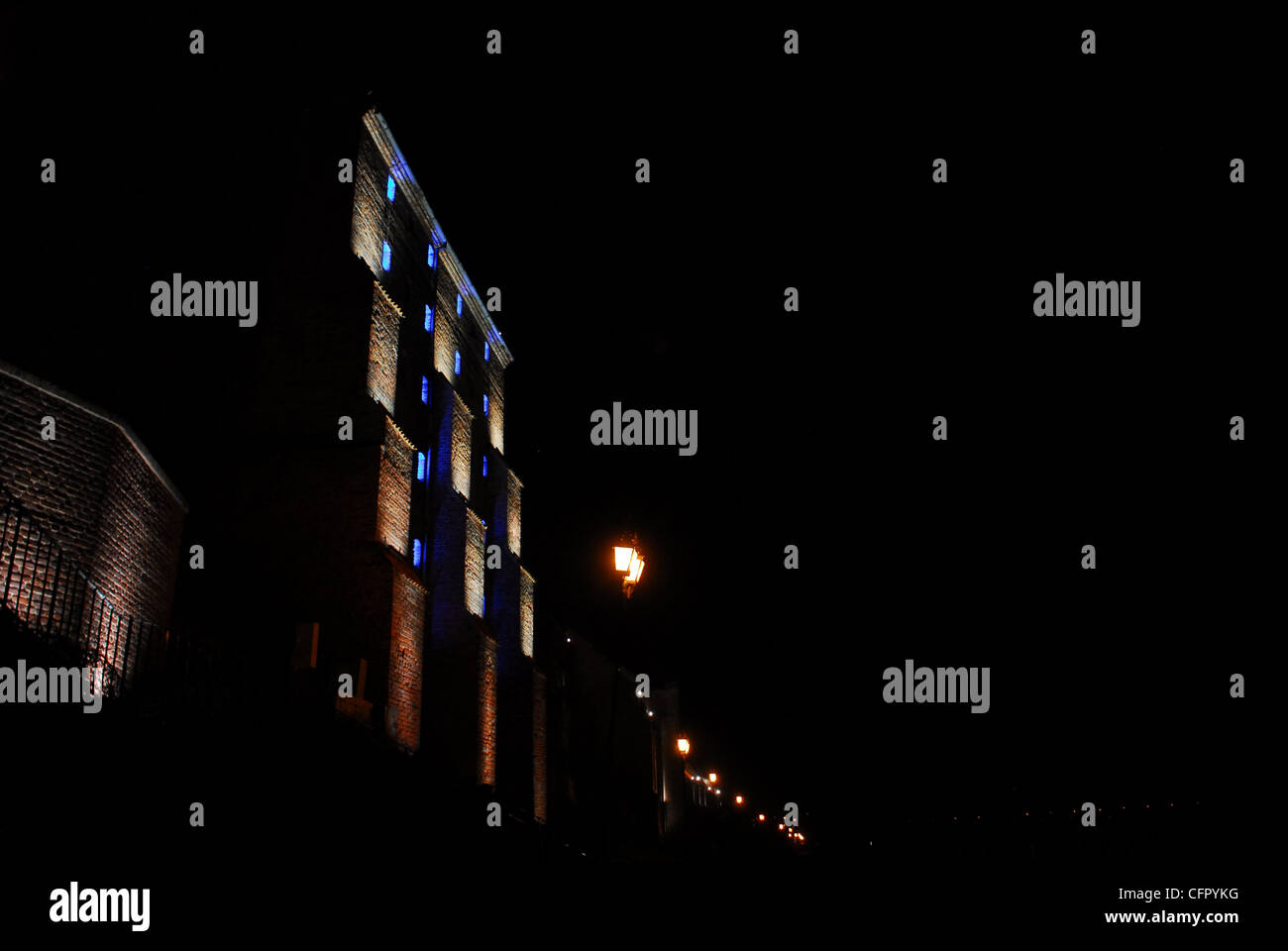 highlighted, the old brick house at night Stock Photo - Alamy