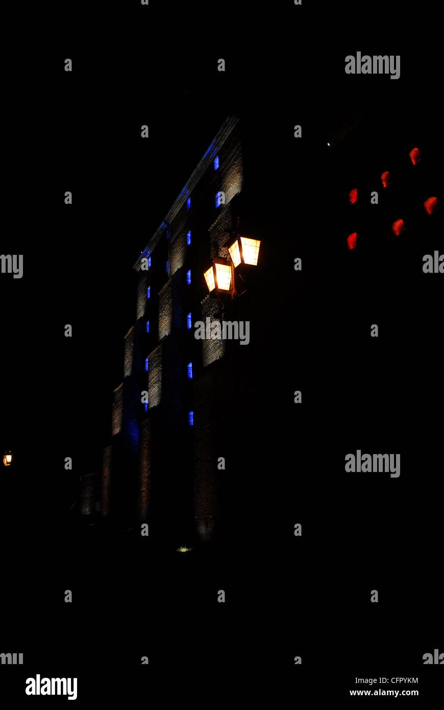 highlighted, the old brick house at night Stock Photo - Alamy