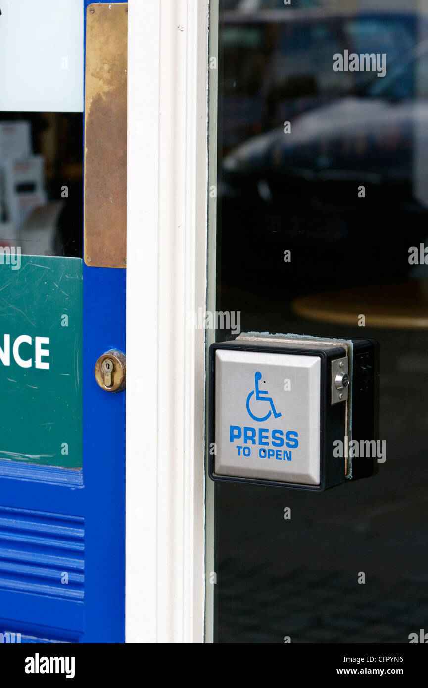 Large button for disabled people to press to gain wheelchair access to ...