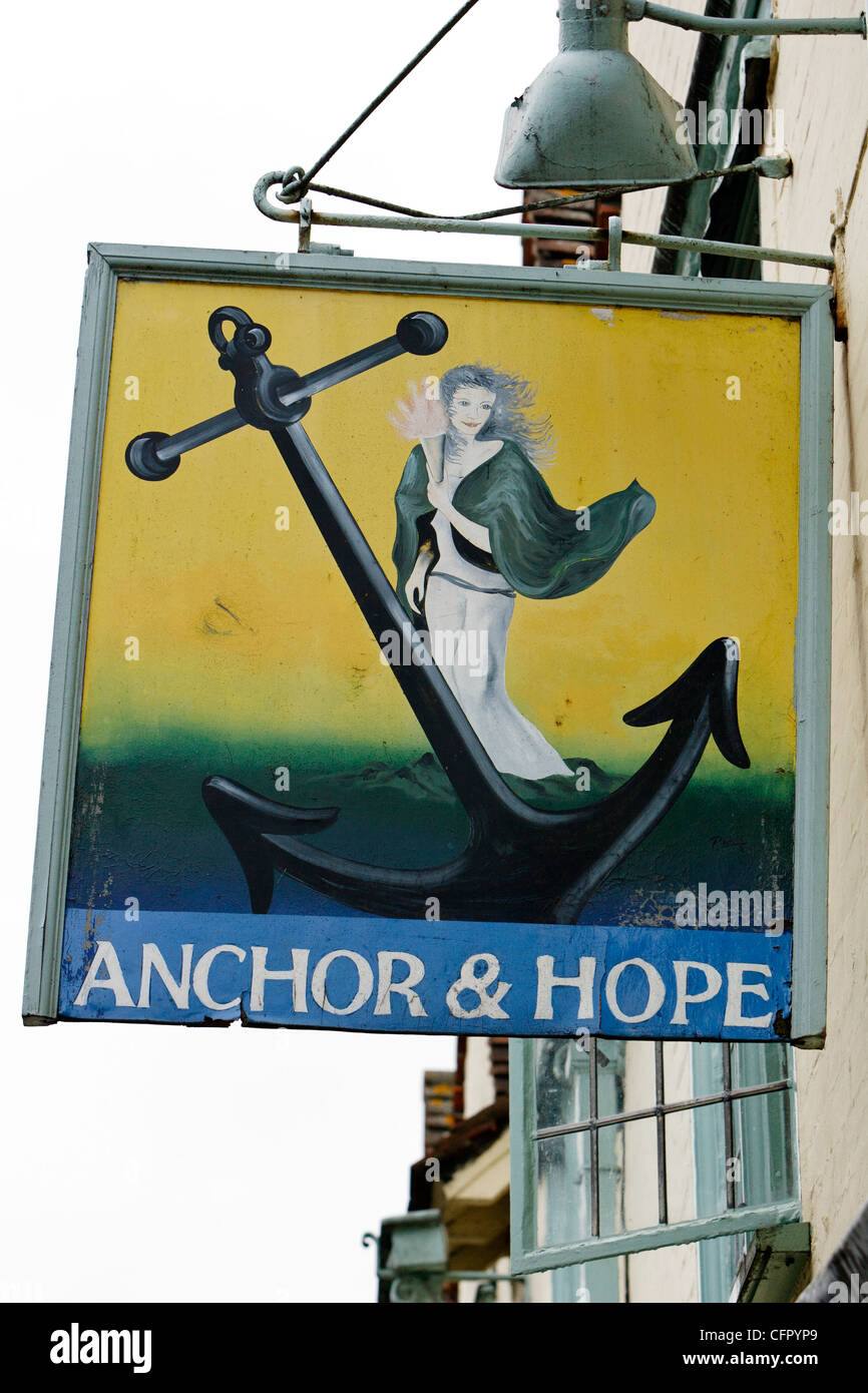 Anchor and Hope hand painted pub sign UK Stock Photo - Alamy
