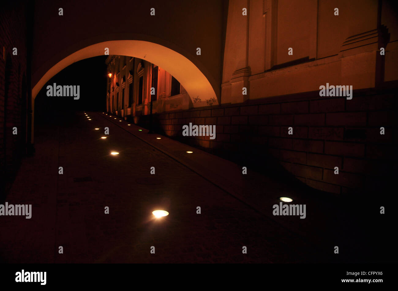 street at night, pedestrian lighting, pavement Stock Photo - Alamy