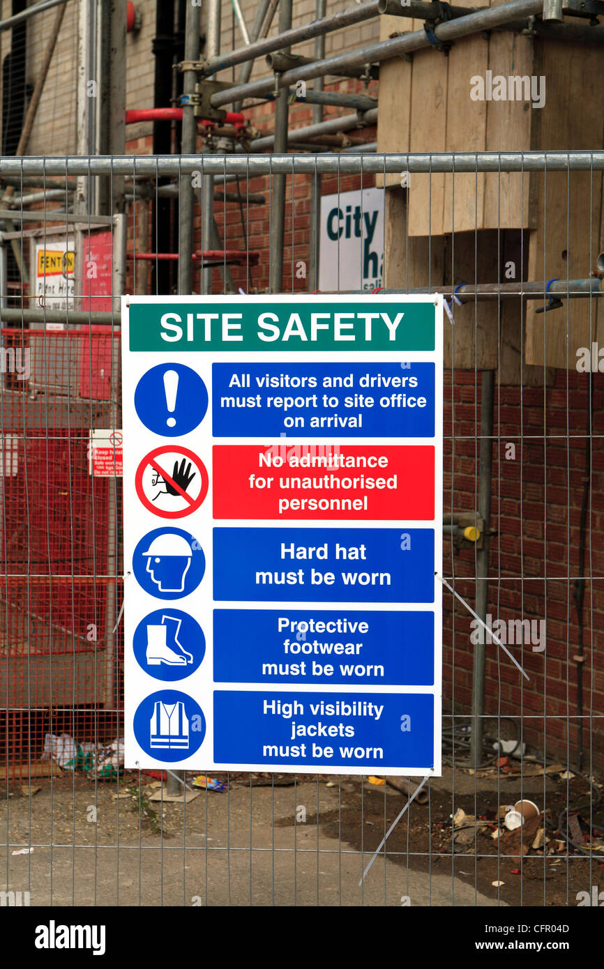 Health and safety sign at building site UK Stock Photo - Alamy