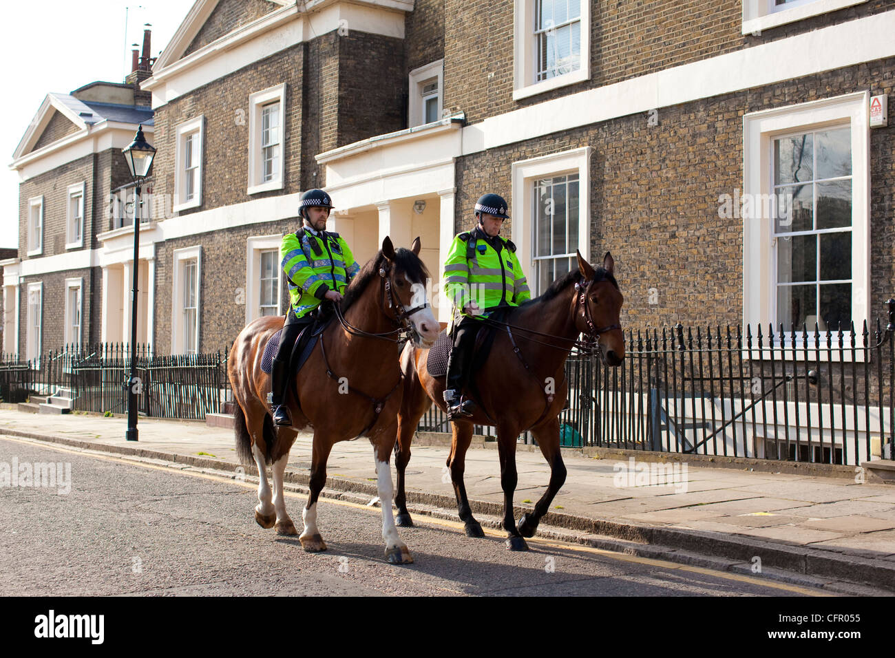 Police on horseback, on a routine patrol, Central London, England, UK ...