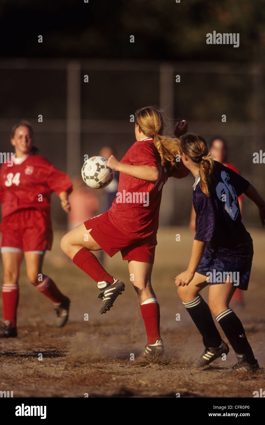 Girls soccer game action in Central Park, New York City Stock Photo - Alamy