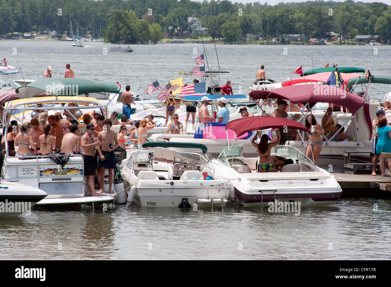 Rock the dock summer lake party Stock Photo - Alamy