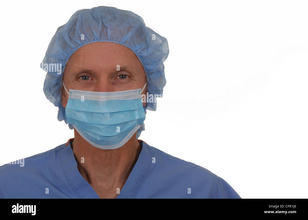 Male surgeon wearing scrubs and mask. Isolated on white Stock Photo - Alamy