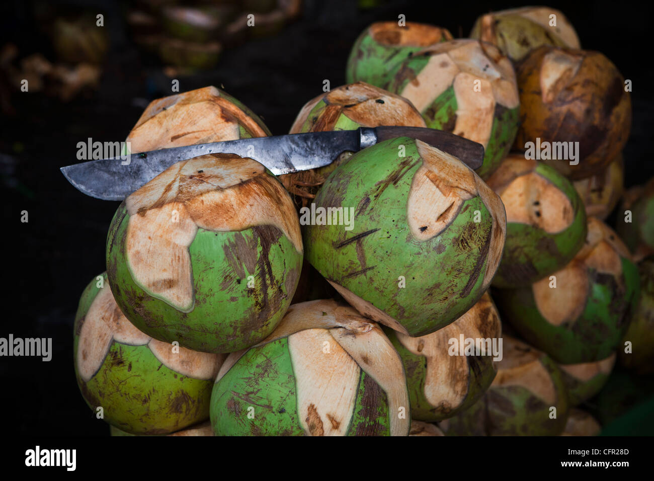 Seller of coco in the street, Java, Jakarta, South Asia, Indonesia ...