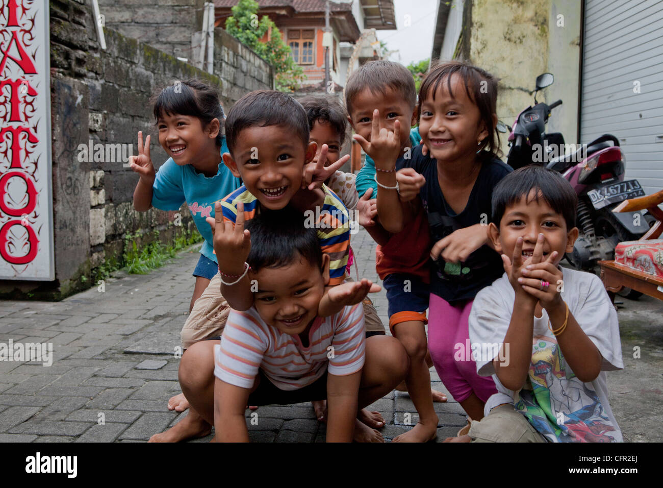 Children smiling, Java, Bali, Indonesia, Pacific Ocean, South Asia ...