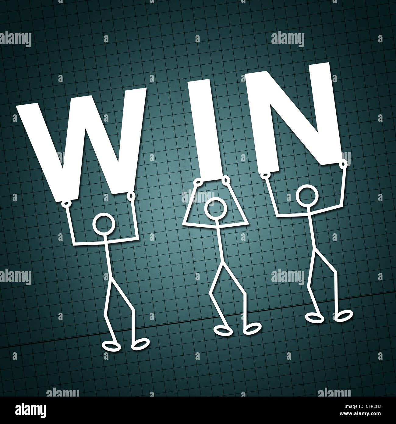 Humanoid figures holding letters W, I and N, forming a word WIN Stock ...