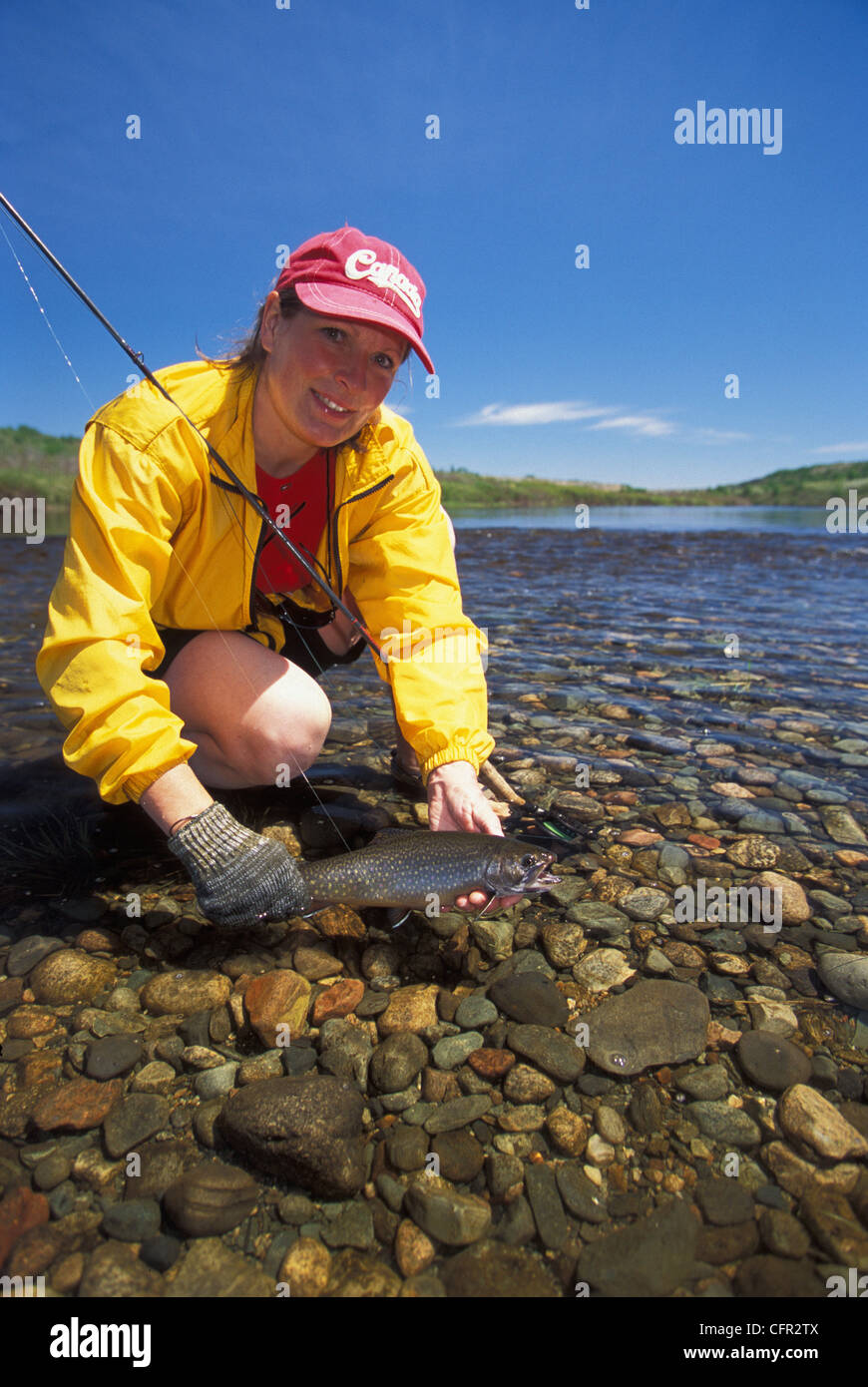 Woman with Trout on Northern Ontario River Stock Photo - Alamy