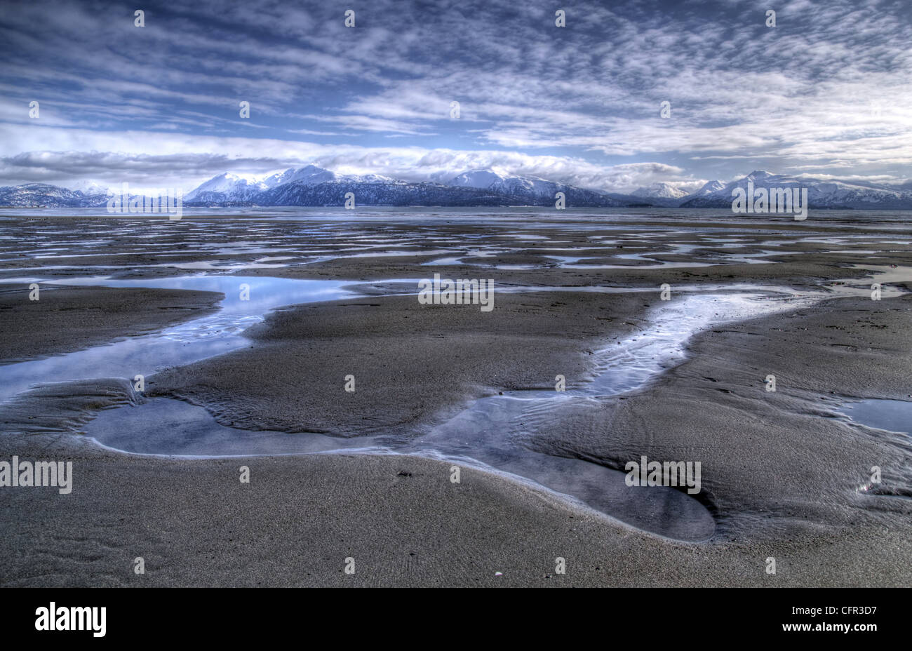 Alaskan beach near Homer Alaska at low tide with interesting water ...
