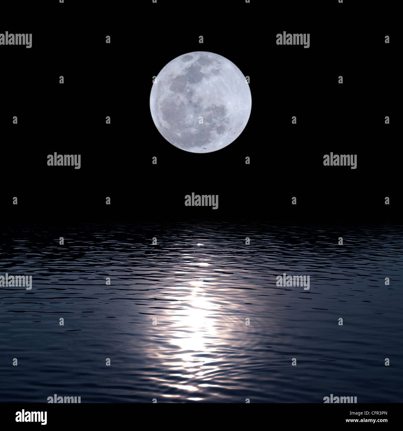 Full moon over water Stock Photo - Alamy