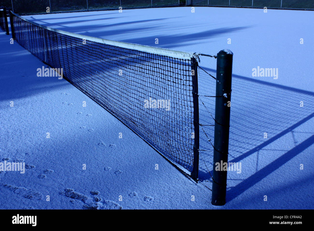 A tennis net in the snow Stock Photo - Alamy