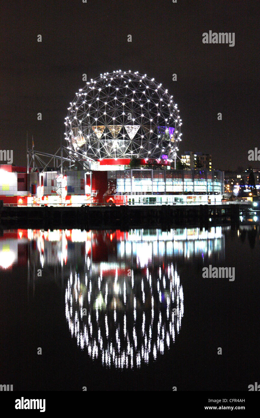 Science world at telus world of science vancouver night hi-res stock ...