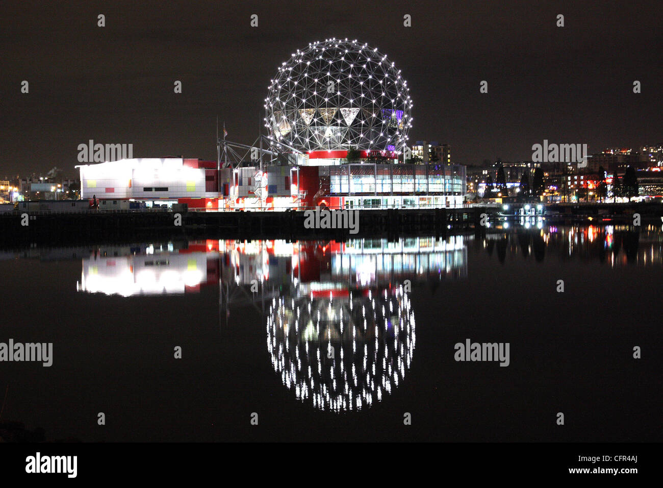 Science world at telus world of science vancouver night hi-res stock ...