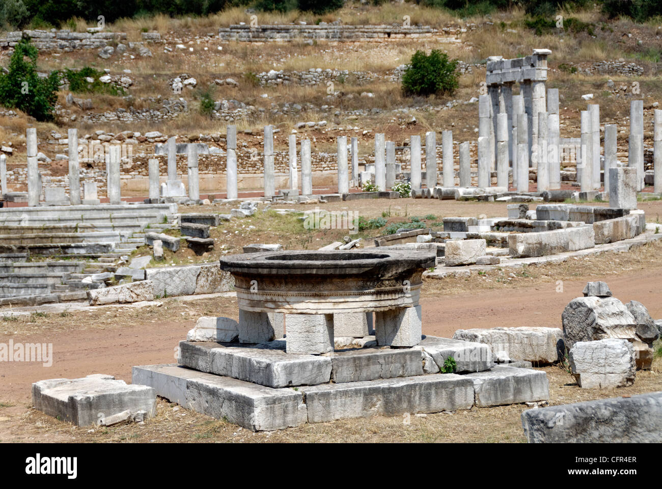 Ancient Messene. Peloponnese. Greece. View of the stone circular ...
