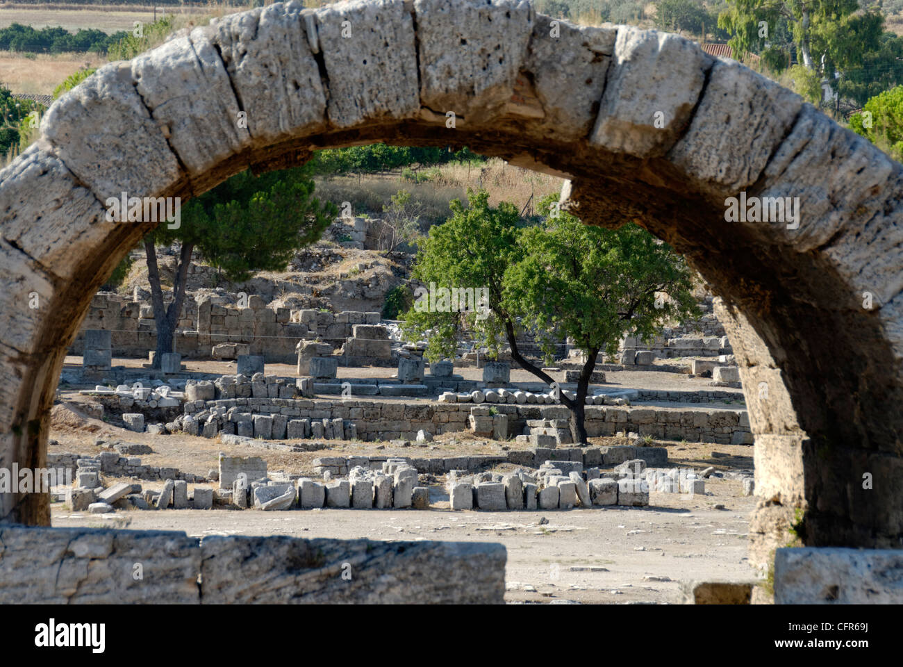 Ancient Corinth. Peloponnese. Greece. View of the Agora of the ancient ...