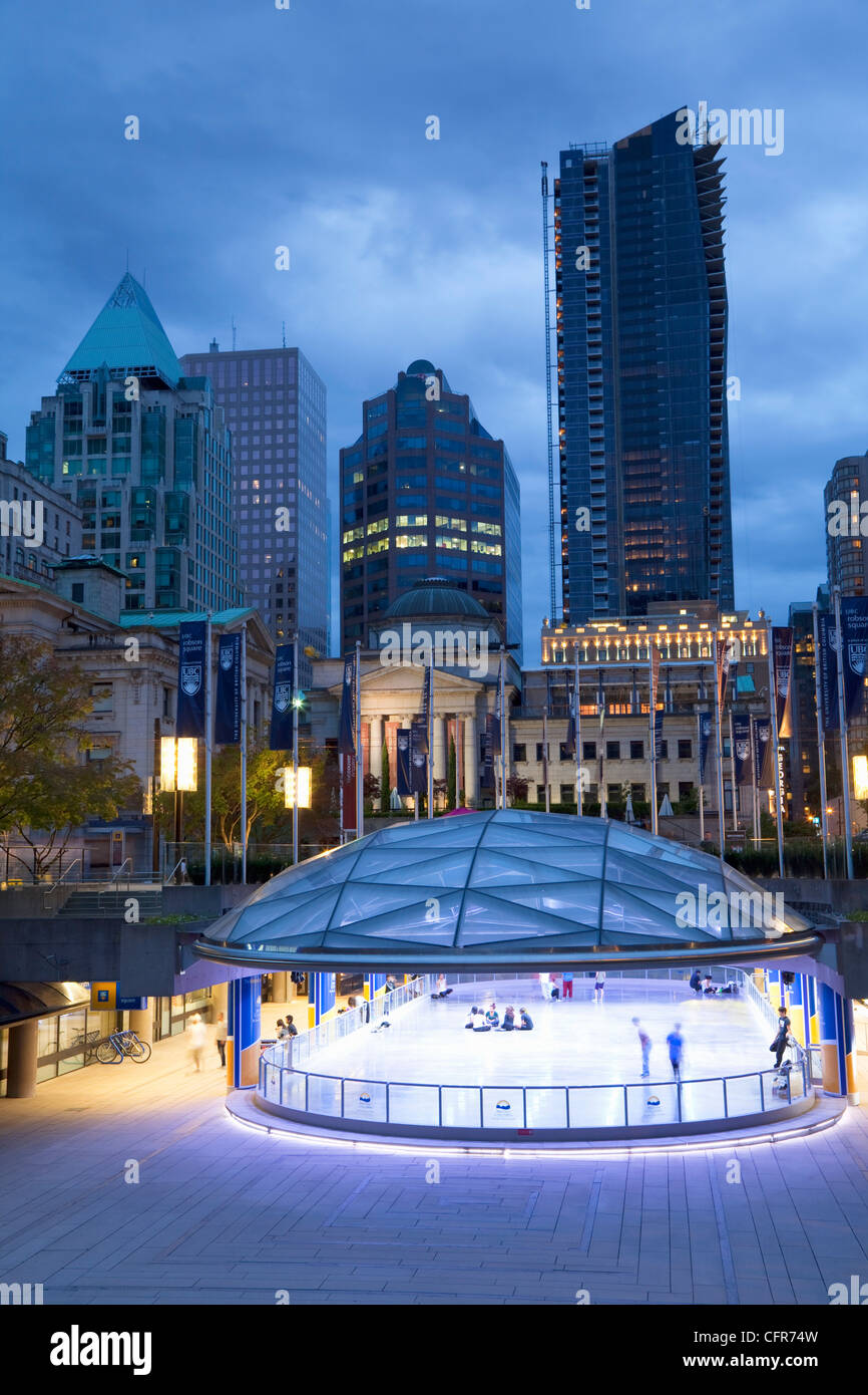 The Ice Rink at night, Robson Square, Downtown, Vancouver, British ...