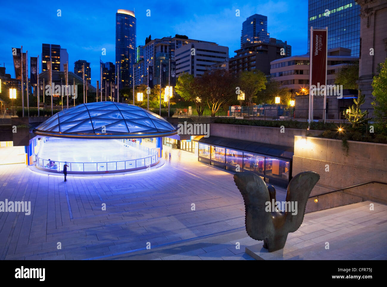 The Ice Rink at night, Robson Square, Downtown, Vancouver, British ...