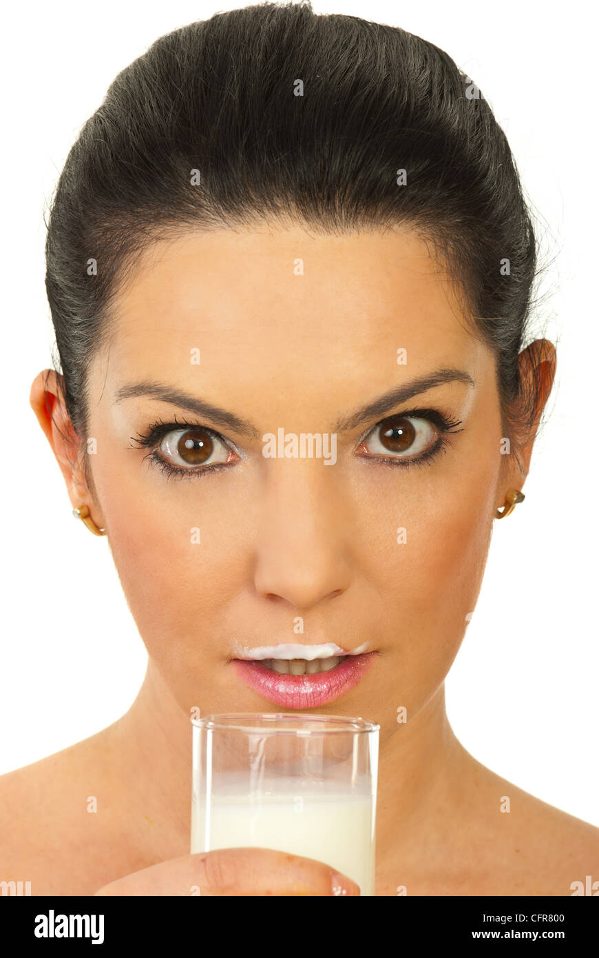 Milk mustache woman hi-res stock photography and images - Alamy