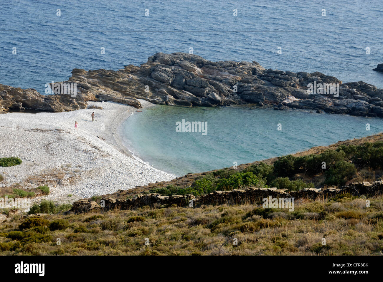 Gythion. Peloponnese. Greece. View of small inlet with white pebble ...