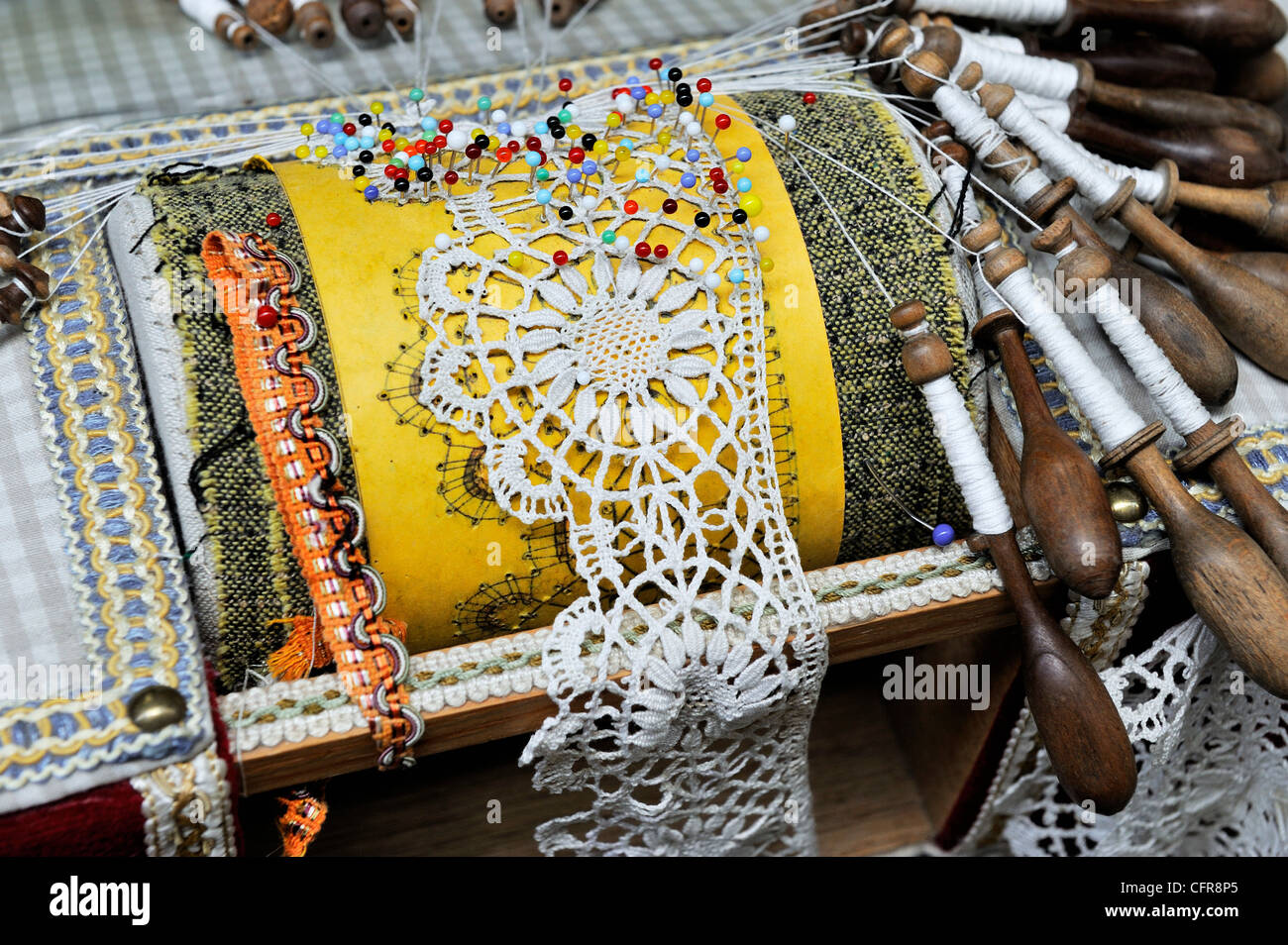 Traditional lace making, Le Puy en Velay, Haute-Loire, France, Europe ...