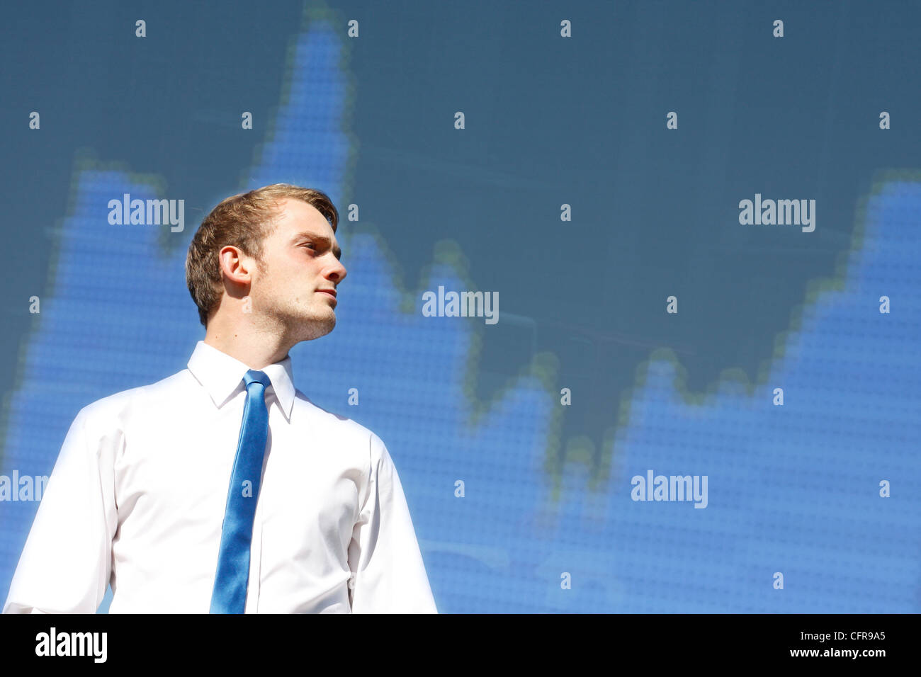 A business man and a blue background Stock Photo - Alamy