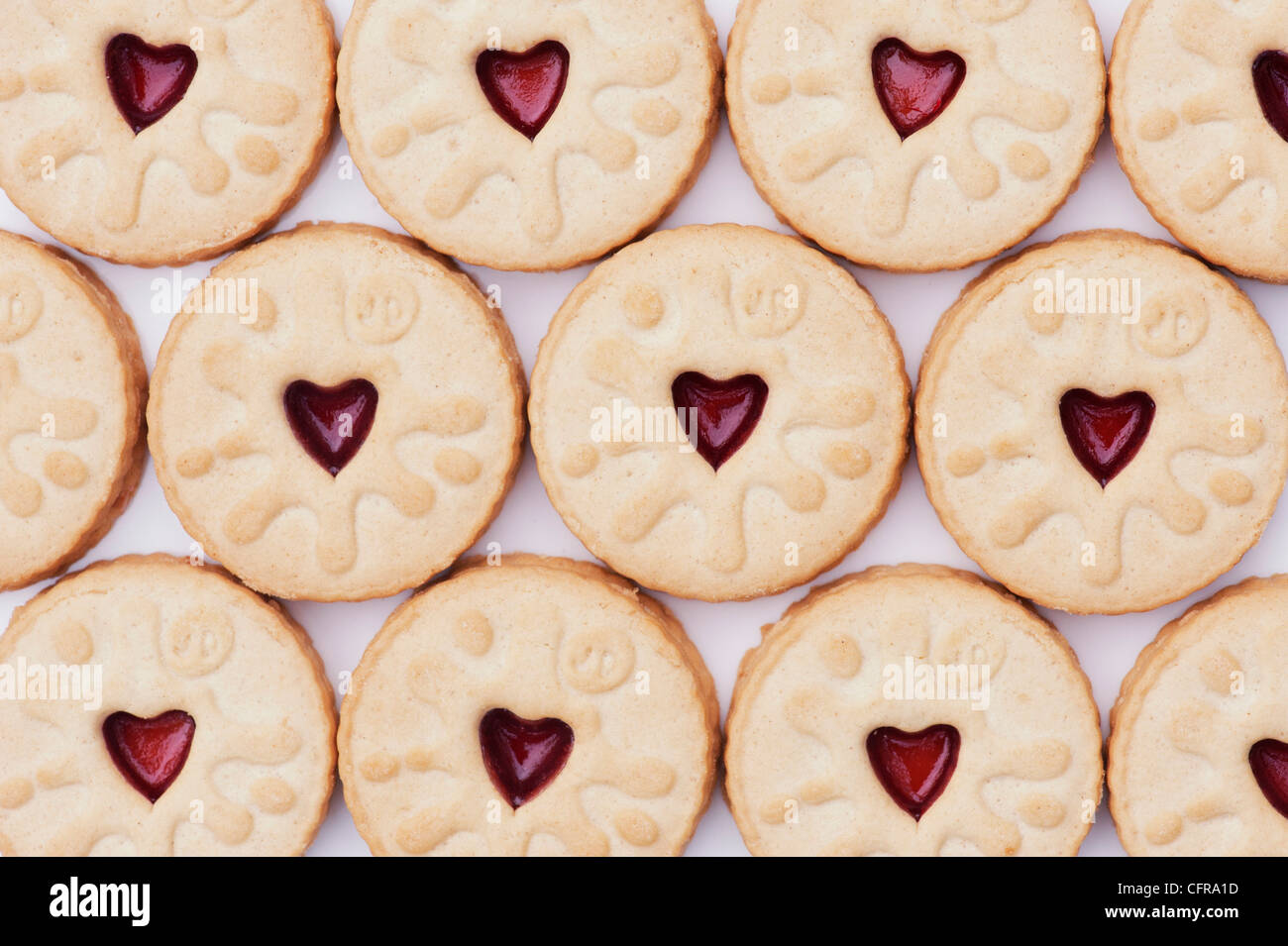 Jammy Dodgers biscuit pattern Stock Photo - Alamy