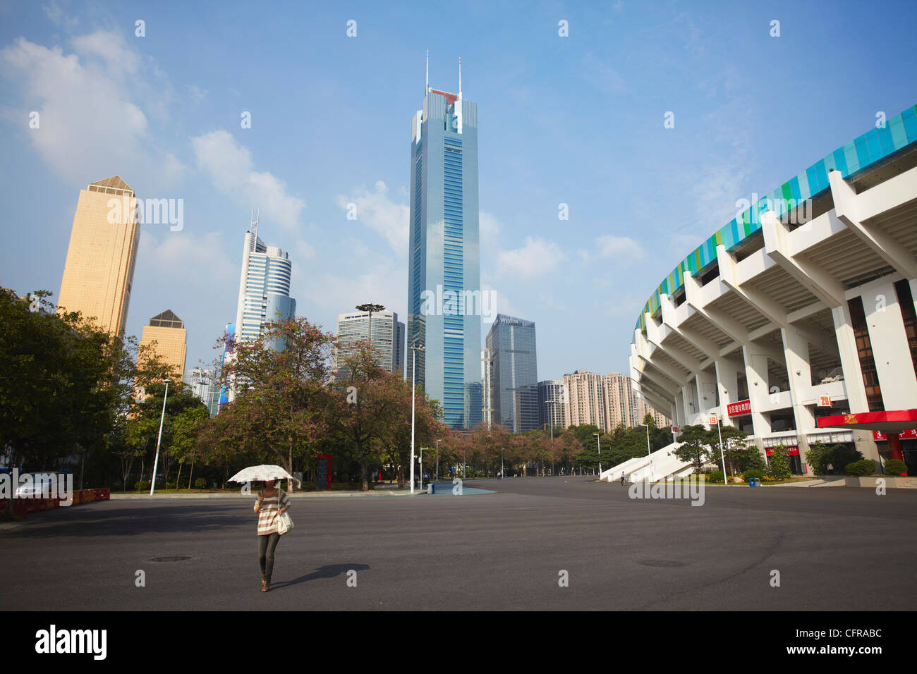 CITIC Plaza and Tianhe stadium, Tianhe, Guangzhou, Guangdong Province ...