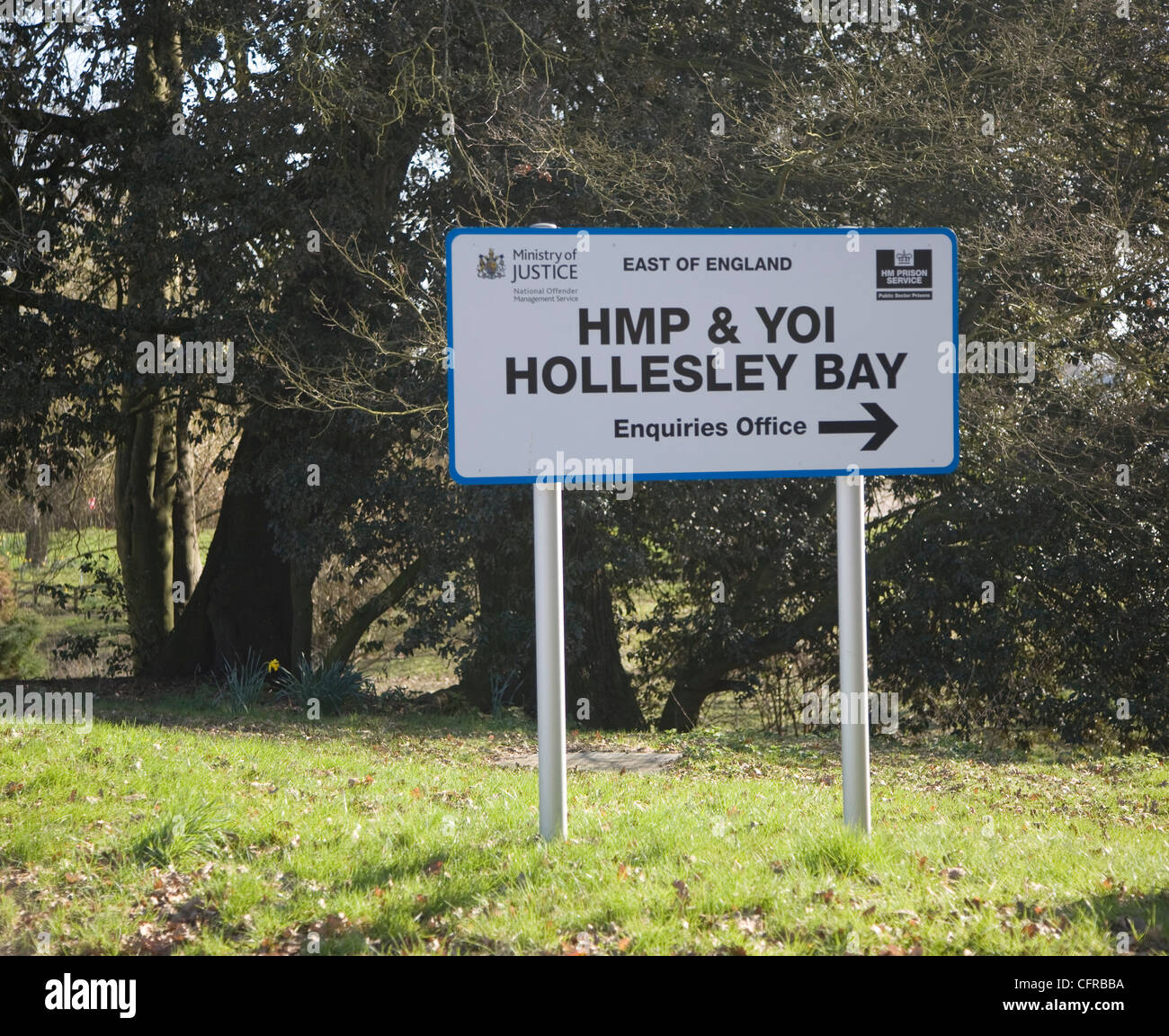 Sign for Hollesley Bay prison, Suffolk, England Stock Photo - Alamy