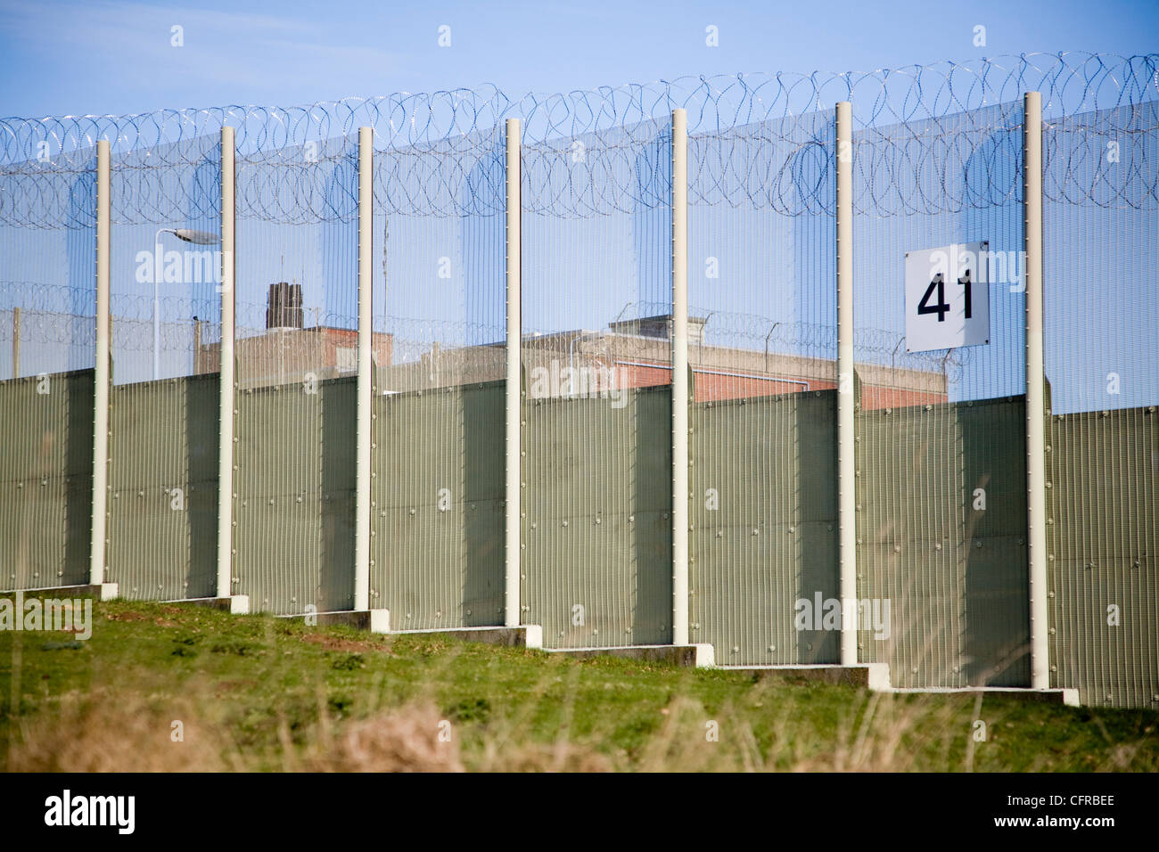 Perimeter prison fencing Warren Hill, Hollesley Bay, Suffolk, England ...