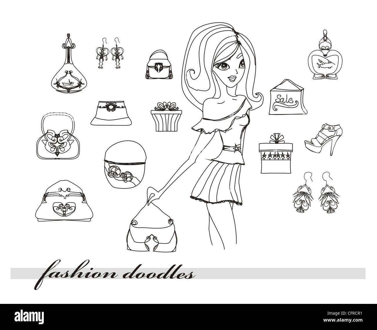 Fashion shopping icon doodle set Stock Photo - Alamy
