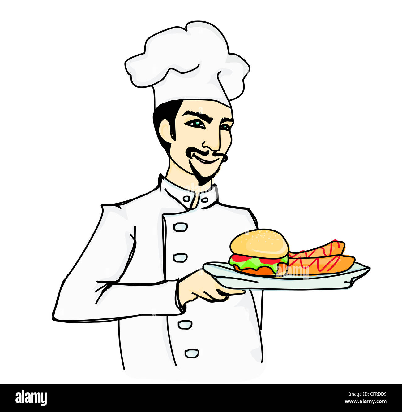 chef cook with hamburger Stock Photo - Alamy