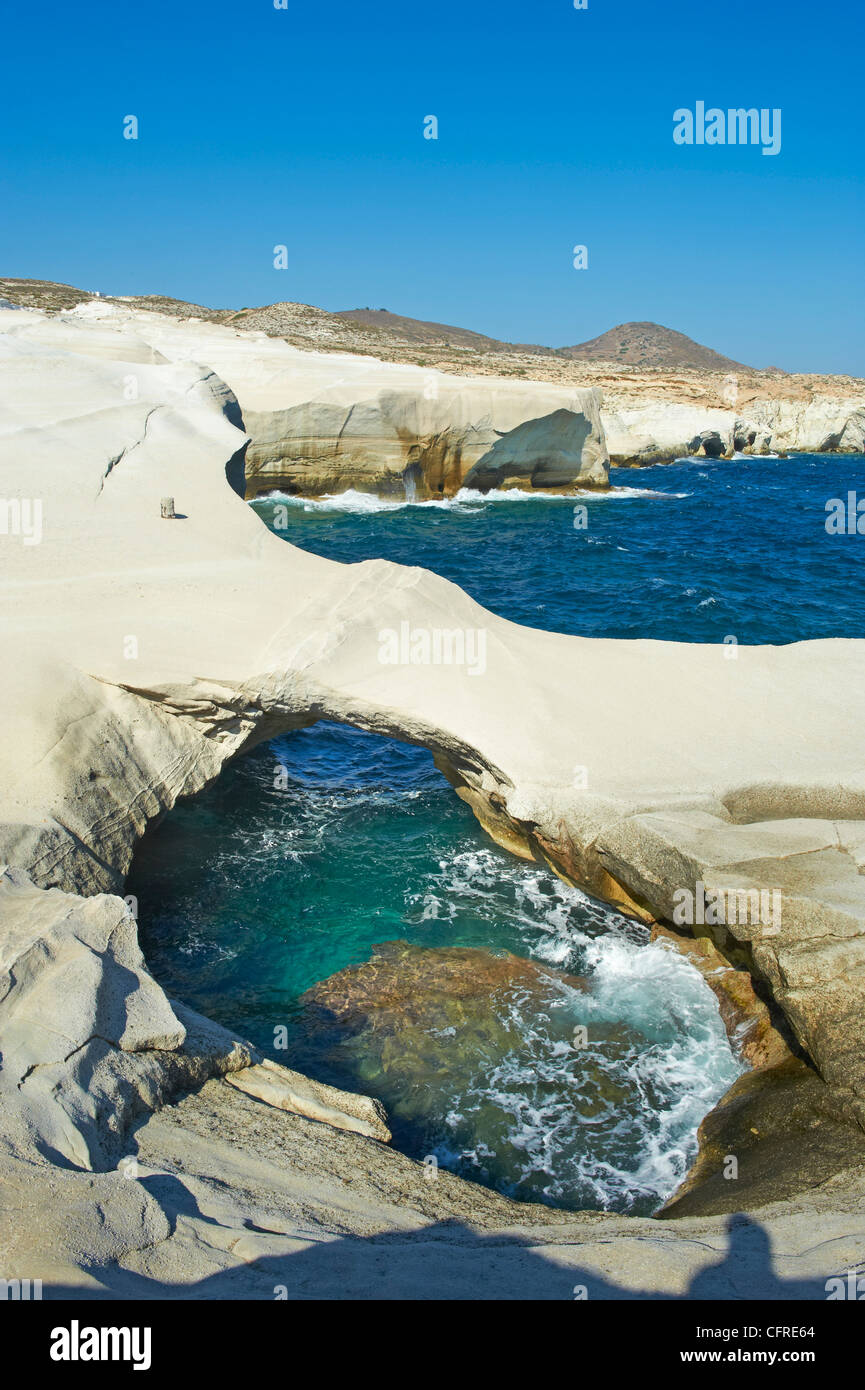 Sarakiniko lunar landscape, Sarakiniko beach, Milos, Cyclades Islands ...