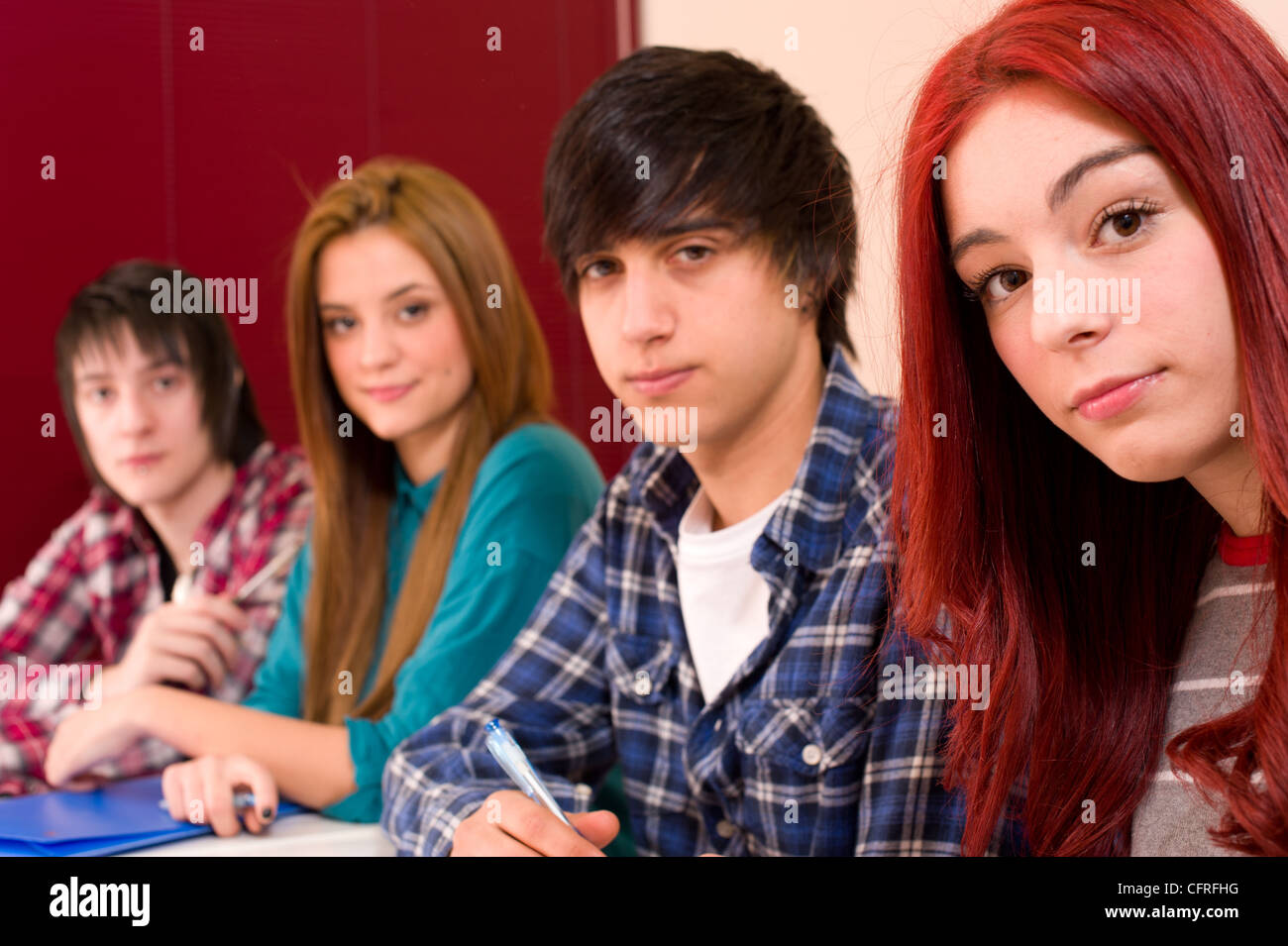 College students looking at camera Stock Photo - Alamy