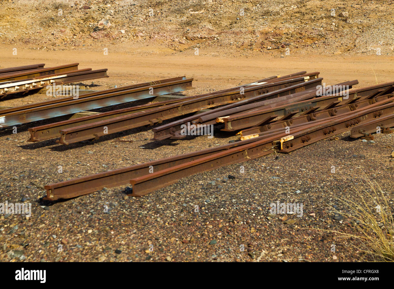 Disused Old Lengths of Rusty Railway Tracks Stock Photo - Alamy