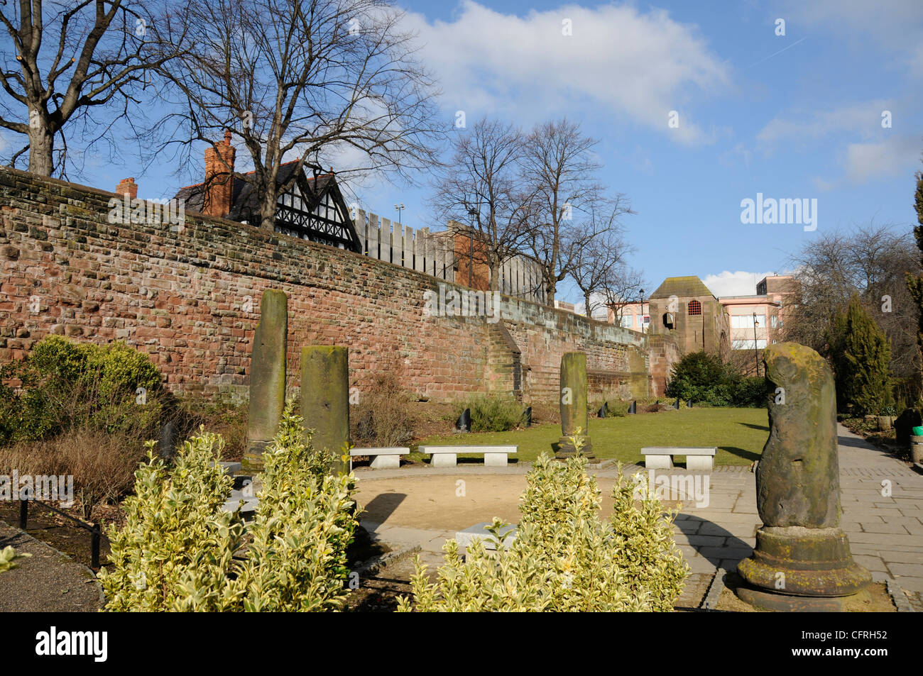 The roman garden in Chester with various stones and plinths Stock Photo ...