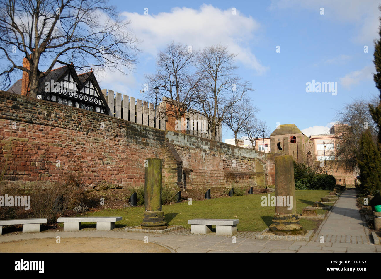 The roman garden in Chester with various stones and plinths Stock Photo ...