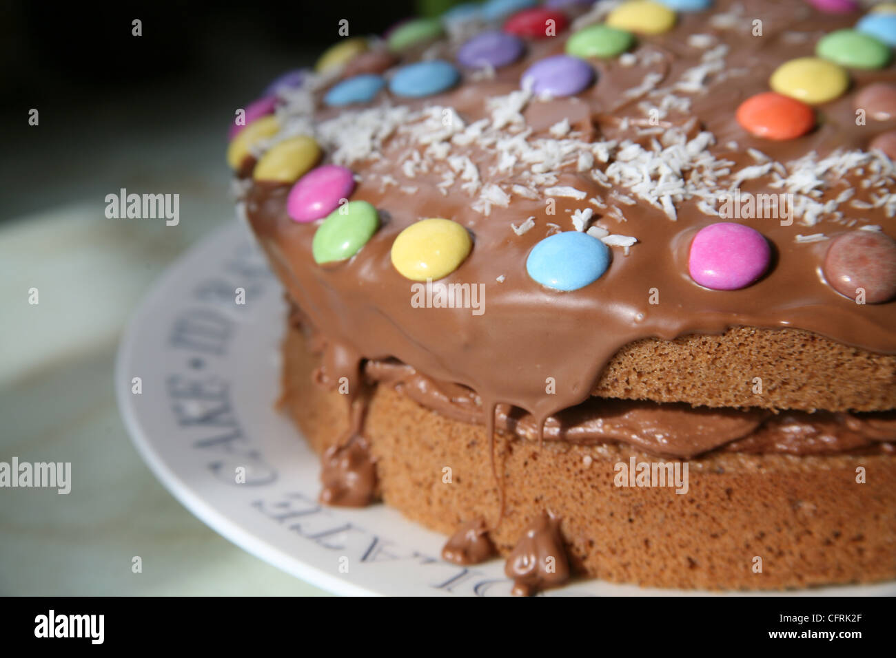 Chocolate celebration birthday cake Stock Photo - Alamy
