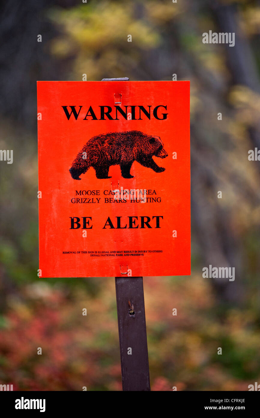 Bear warning . Denali National Park. Alaska. USA Stock Photo - Alamy