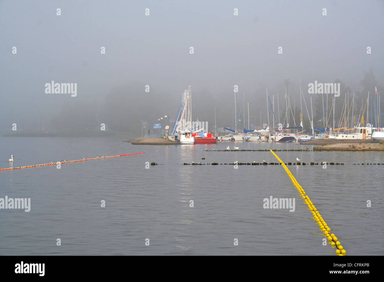 Harbour In The Fog Stock Photo - Alamy