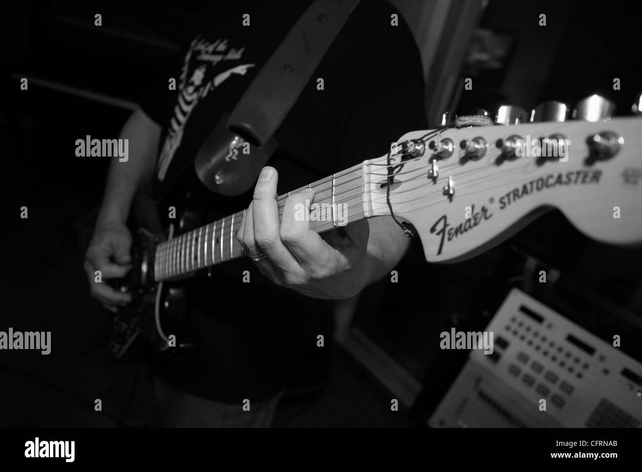 playing the fender stratocaster guitar Stock Photo - Alamy