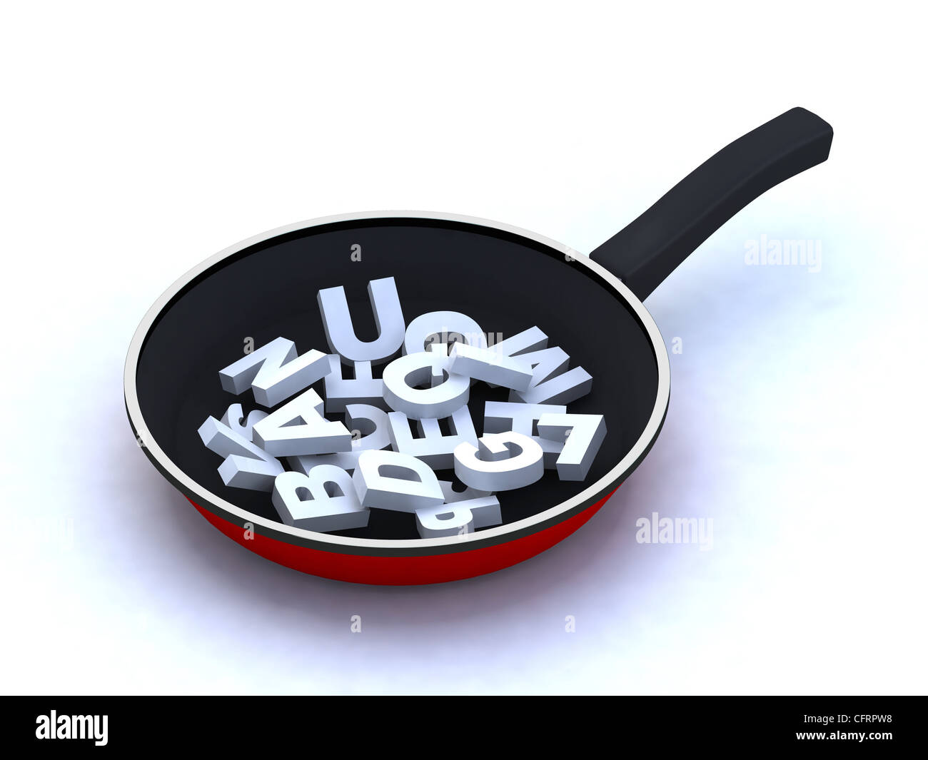 alphabet letters on the frying pan Stock Photo - Alamy