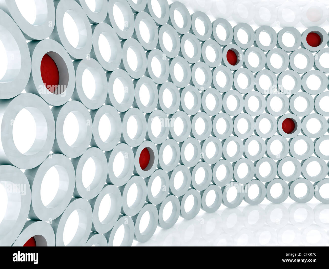 room with cylinders wall 3d illlustration Stock Photo - Alamy