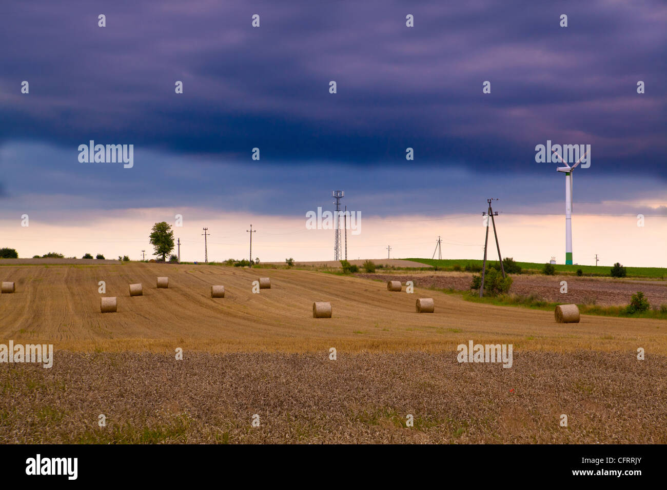 Summer landscape with wind turbines Stock Photo - Alamy