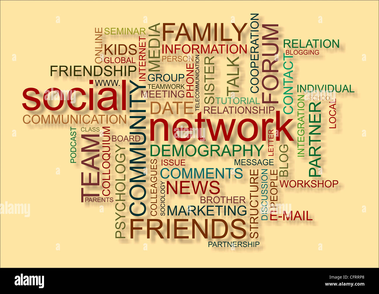 word cloud for social network Stock Photo - Alamy