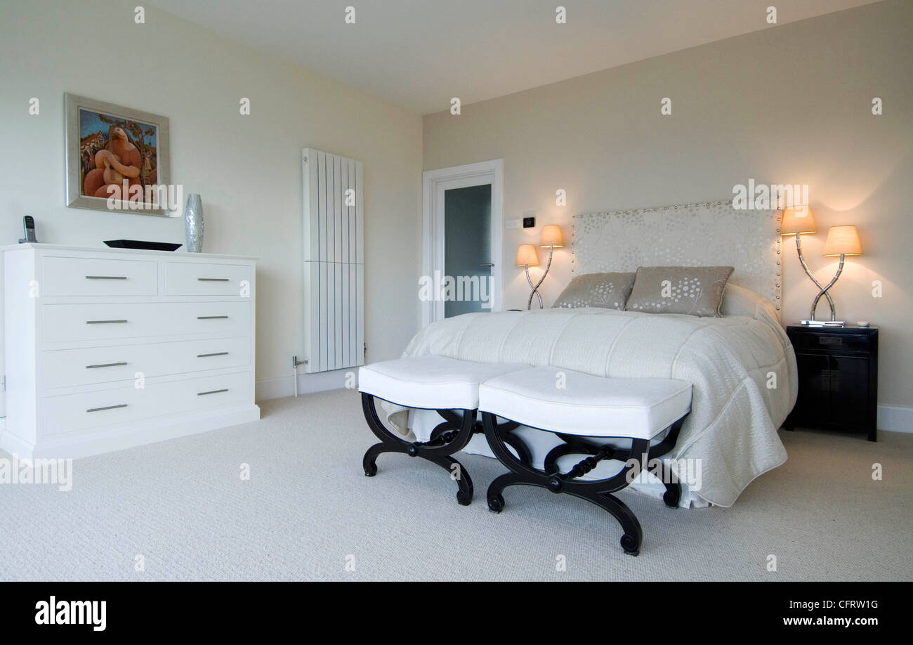 Bedroom with double bed Stock Photo - Alamy