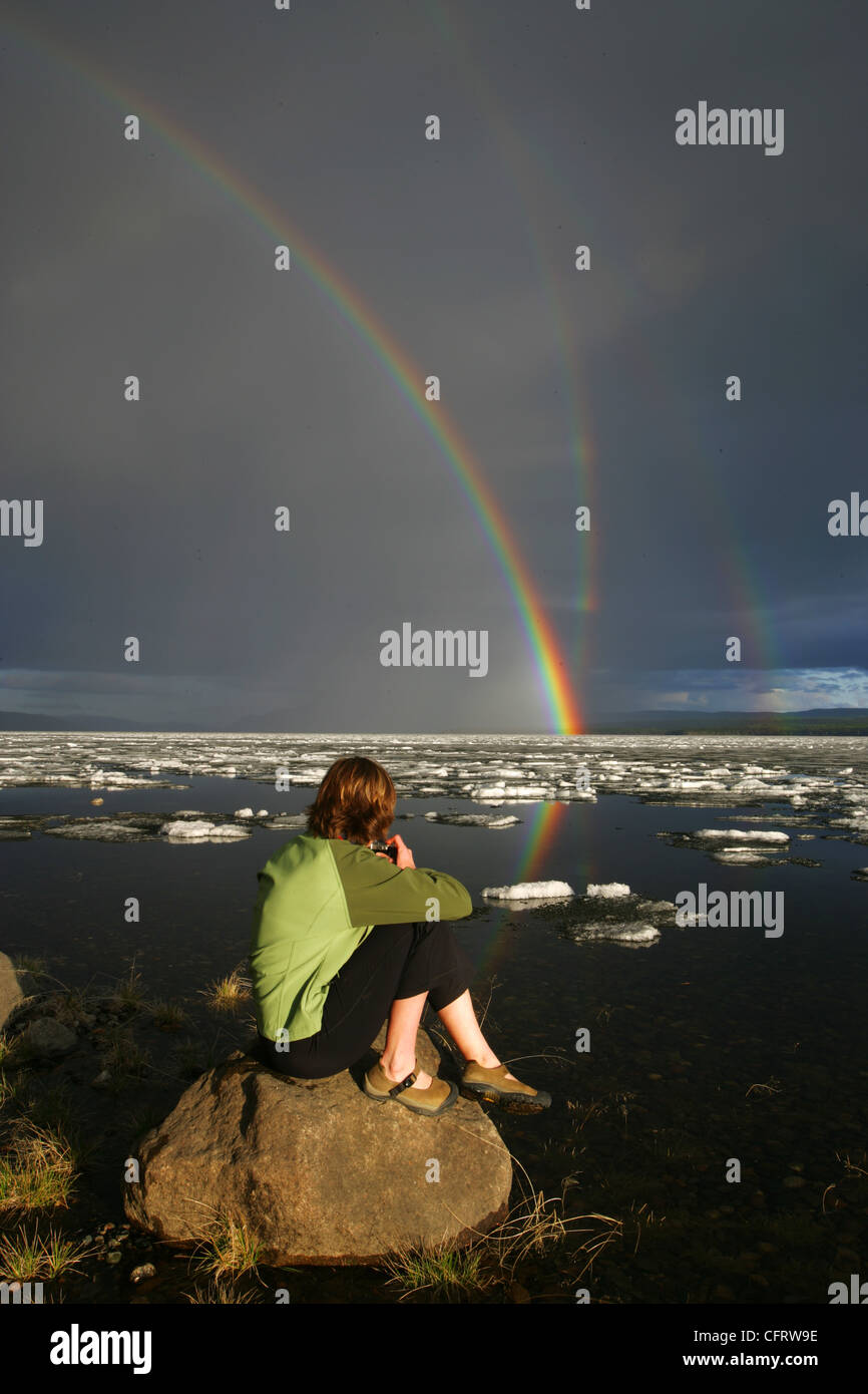 Three Rainbows, Teslin Lake, Yukon Stock Photo - Alamy